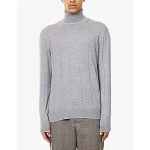 Eleventy Gauge Quarter-zip Wool Polo Top - Medium Gray Sand