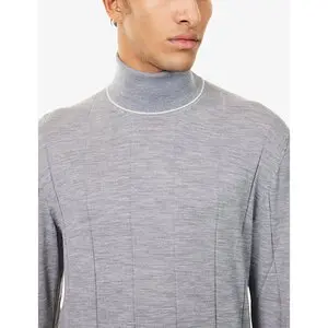 Eleventy Gauge Quarter-zip Wool Polo Top - Medium Gray Sand