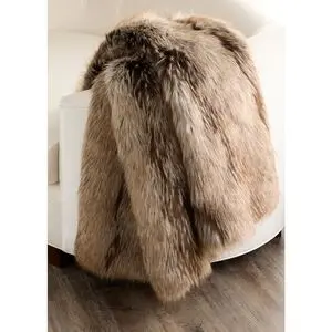 LYLA GRANT Faux Fox Throw, 60" X 72