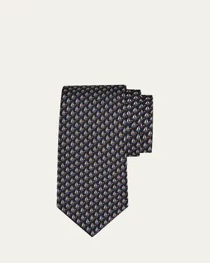 FERRAGAMO Sailboat Micro-Print Neck Tie Fnero