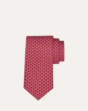 FERRAGAMO Geometric Fish-Print Standard Neck Tie Frosso