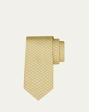 FERRAGAMO Dolphin Check Necktie Fgiallo