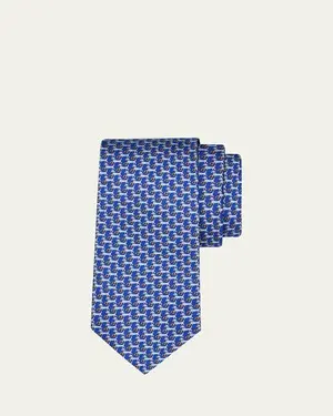 FERRAGAMO Dachshund Printed Tie Fazzurro