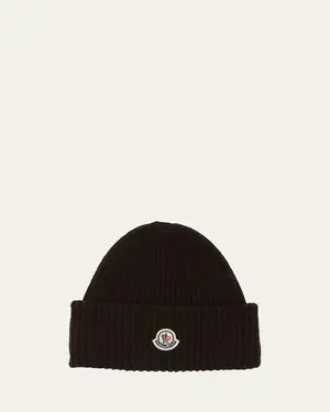 Moncler Cashmere And Wool Rib Beanie - Brown