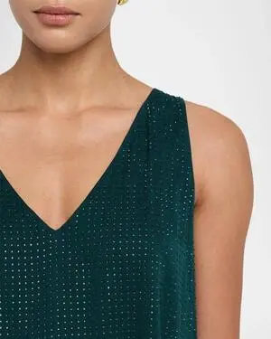 UNGARO Sleeveless Rhinestone Blouse Pine