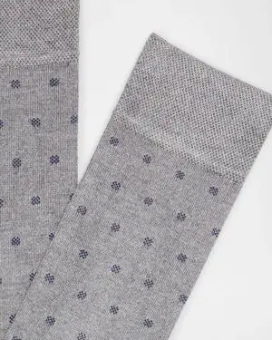 Marcoliani Modal Cashmere Polka Dot Mid-calf Socks - Silver Grey