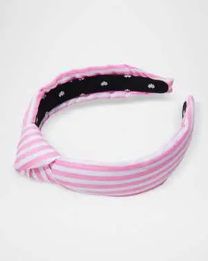 Lele Sadoughi Slim Knotted Seersucker Headband - Flamingo 6