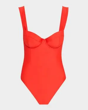 Simkhai Kyle Bustier One-piece Swimsuit - Fiery Red