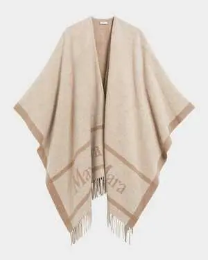 Max Mara Hilde Wool Fringe Poncho - 001 Beige