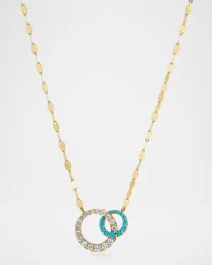 Lana Jewelry 14k Yellow Gold Interlocking Cusp Necklace With Diamond And Turquoise