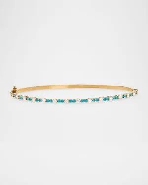 Lana Jewelry 14k Gold, Turquoise And Diamond Bangle - Yellow