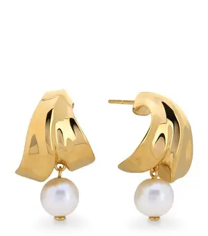 Monica Vinader Vermeil And Pearl Nomade Earrings - Gold