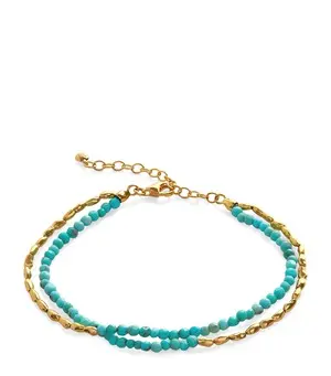 Monica Vinader Vermeil And Turquoise Beaded Bracelet - Gold