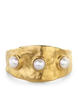 Monica Vinader Vermeil Triple Pearl Ring - Gold