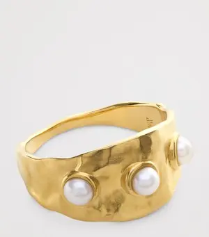 Monica Vinader Vermeil Triple Pearl Ring