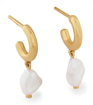 Monica Vinader Vermeil And Keshi Pearl Nura Huggie Earrings - Gold