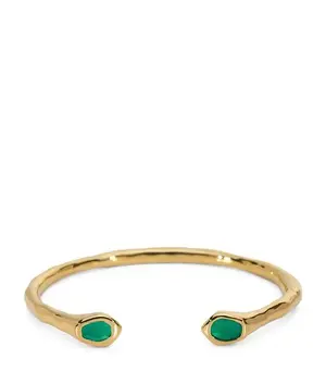 Monica Vinader Vermeil And Onyx Odyssey Cuff Bracelet - Gold