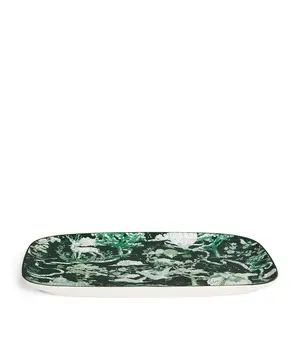 Harrods Bone China Toile Trinket Tray - Green