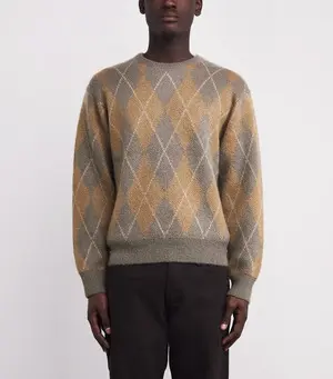 FRAME Argyle Wool-mohair Blend Sweater - Brown