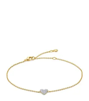 Monica Vinader Vermeil And Diamond Heart Charm Bracelet - Gold