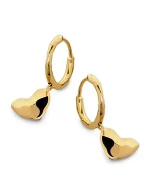 Monica Vinader Vermeil Heart Drop Huggie Earrings - Gold