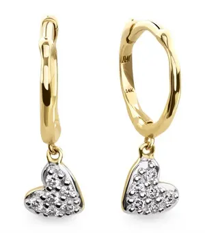 Monica Vinader Mini Diamond And Yellow Heart Huggie Earrings - Gold