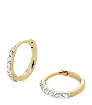 Monica Vinader Diamond Huggie Earrings - Gold