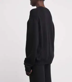 SKIMS Wool-cashmere Blend V-neck Sweater - Black