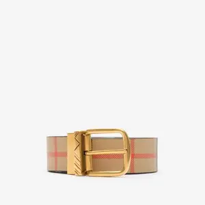 Burberry Reversible Check Pin Belt - Peat Brown/sand Beige
