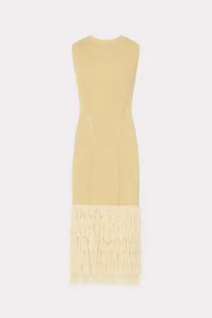 MILLY Raz Metallic Fringe Midi Dress