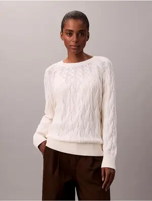 Women's White Cable Knit Sweaters