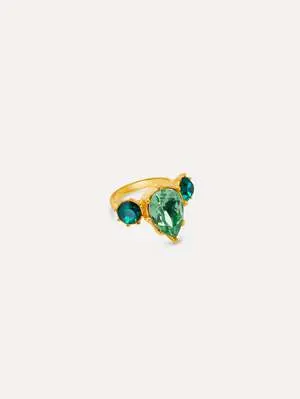 Oscar De La Renta Faceted Crystal Statement Ring - Green