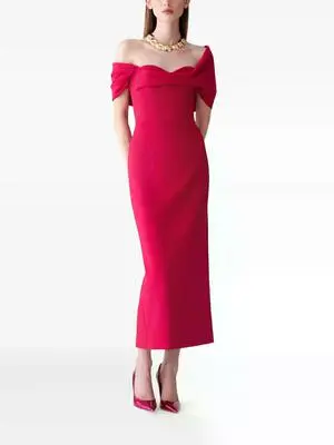 Carolina Herrera Draped Off-shoulder Column Midi Dress