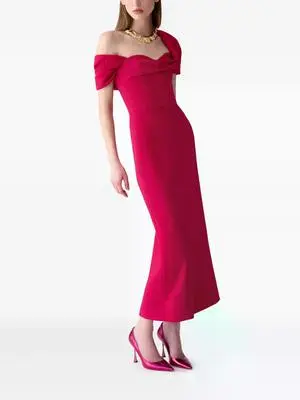 Carolina Herrera Draped Off-shoulder Column Midi Dress