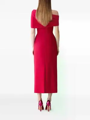 Carolina Herrera Draped Off-shoulder Column Midi Dress