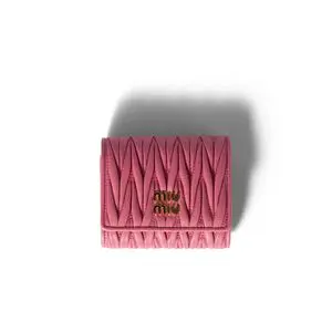Miu Miu Small Matelassé Nappa Leather Wallet - Begonia Pink