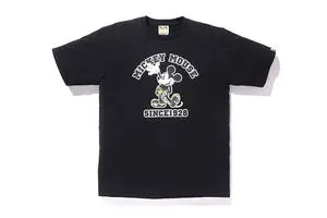A BATHING APE X Disney Mickey Mouse College Logo Tee Shirt China Exclusive - Black