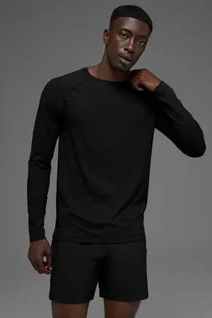 Alo Yoga Idol Crewneck Long Sleeve Top - Black