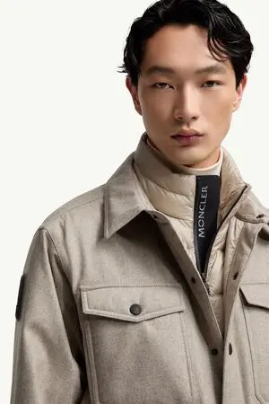 Moncler Antuco Wool Down Shirt Jacket - Beige