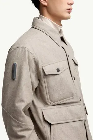 Moncler Antuco Wool Down Shirt Jacket - Beige