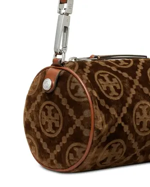Tory Burch T Monogram Flocked Cylinder Bag