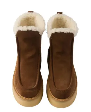 Prada Suede And Shearling Booties