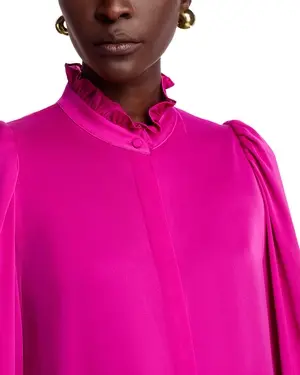 Kobi Halperin Silk Blend Ruffle Blouse - Fuchsia