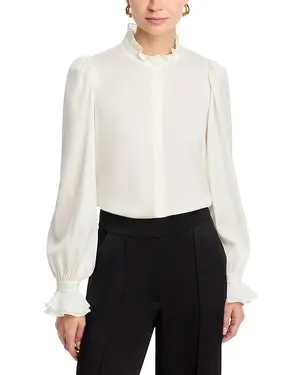 Kobi Halperin Harley Silk Blend Ruffle Blouse - Ivory
