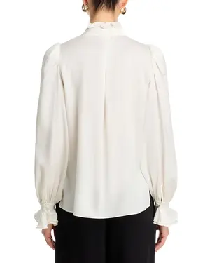 Kobi Halperin Harley Silk Blend Ruffle Blouse - Ivory