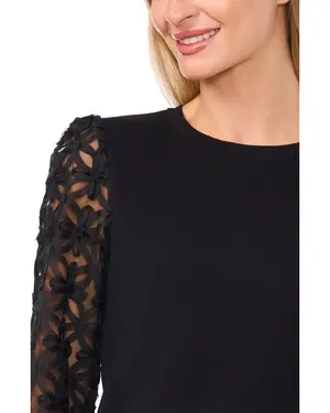 CECE DUPRAZ Floral Lace Combo Sweater