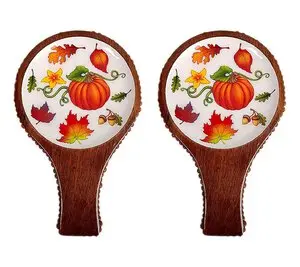 TEMP-TATIONS As Is Harvest Set Of 2 Wooden Spoon Rests - One-color