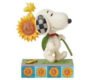 JIM SHORE Peanuts Snoopy & Woodstock W/ Sunf Lowers Figurine - One-color