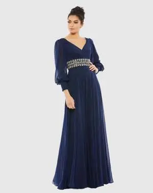 Mac Duggal Bishop Sleeve Wrap Gown