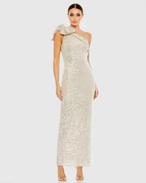 Beige One Shoulder Gowns